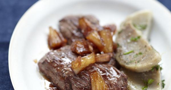 Recette de Hampe grillée à l’aigre doux, poêlée de cœurs d’artichauts